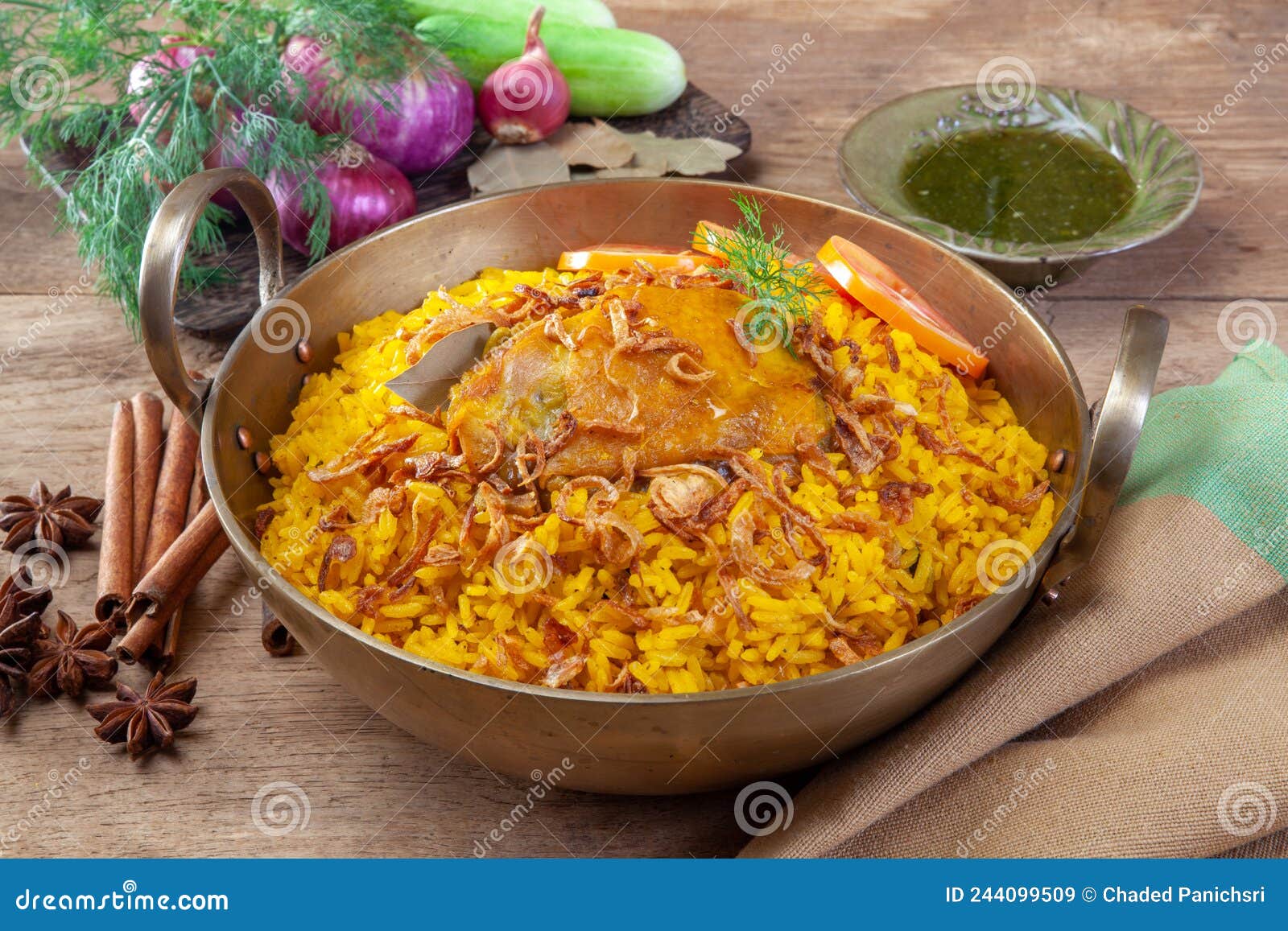 Yellow Rice with Chicken or Chicken Biryani Stock Image - Image of ...