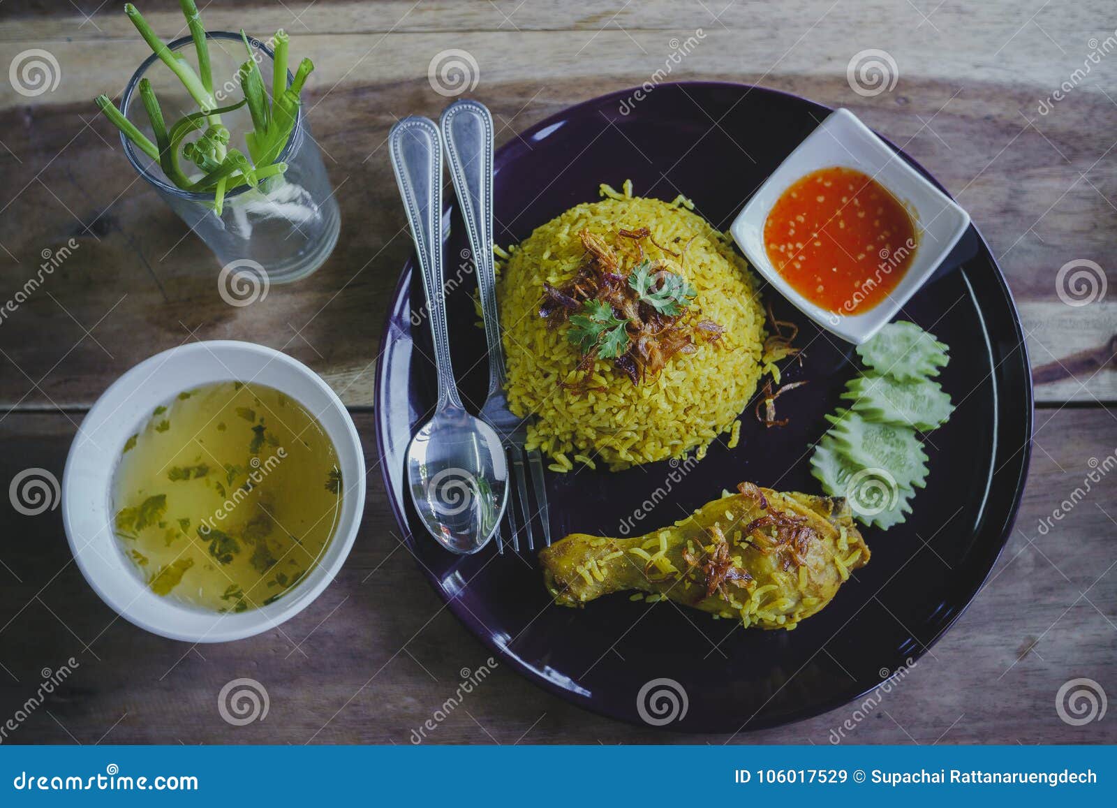 Yellow rice with chicken stock image. Image of delicious - 106017529