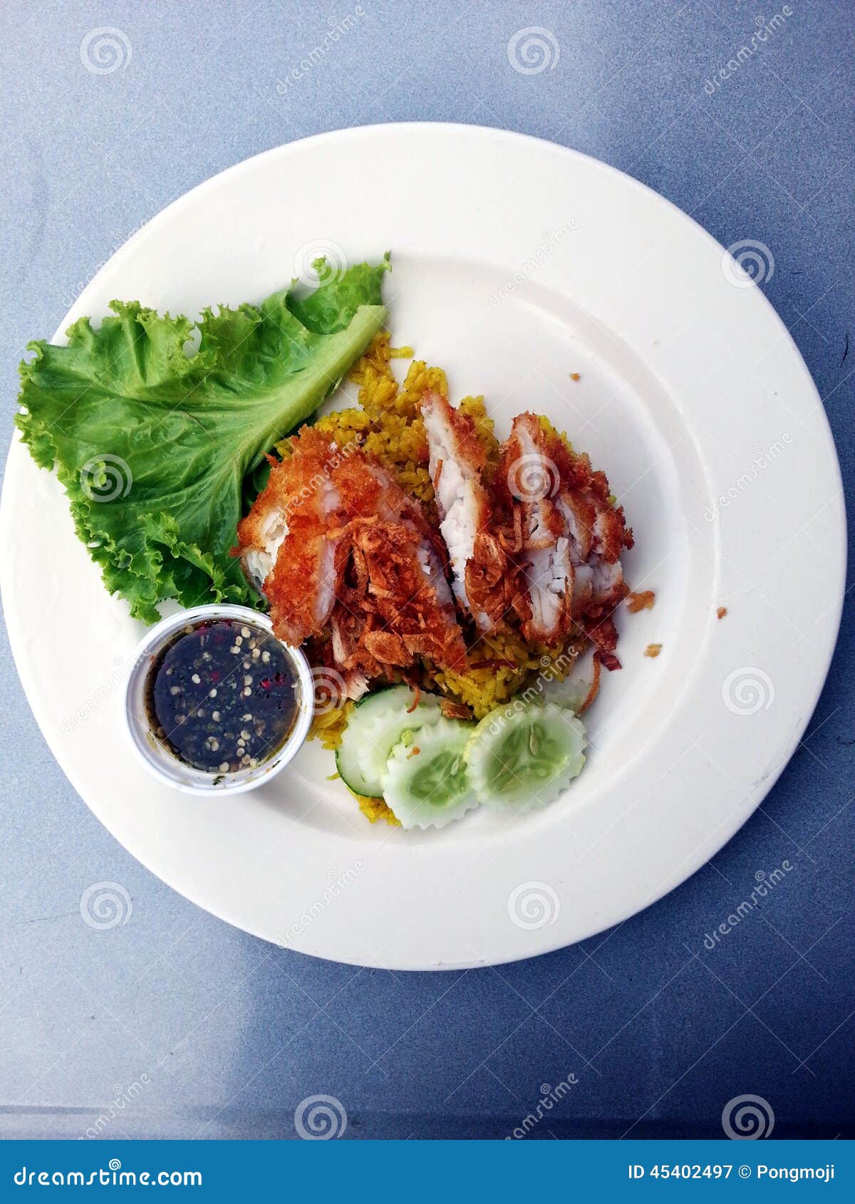 Yellow Rice with Fried Chicken Stock Image - Image of eats, chicken ...