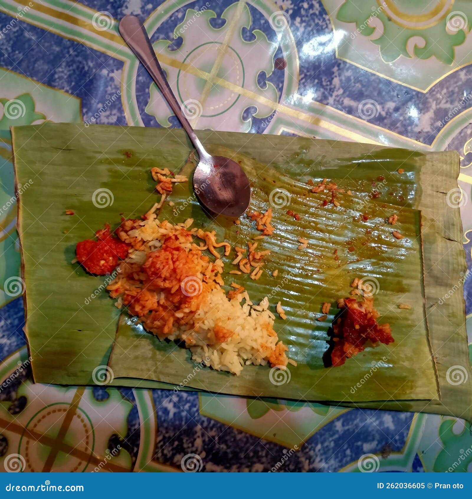 Yellow Rice with a Side Dish of Snakehead Fish from Borneo Stock Image ...