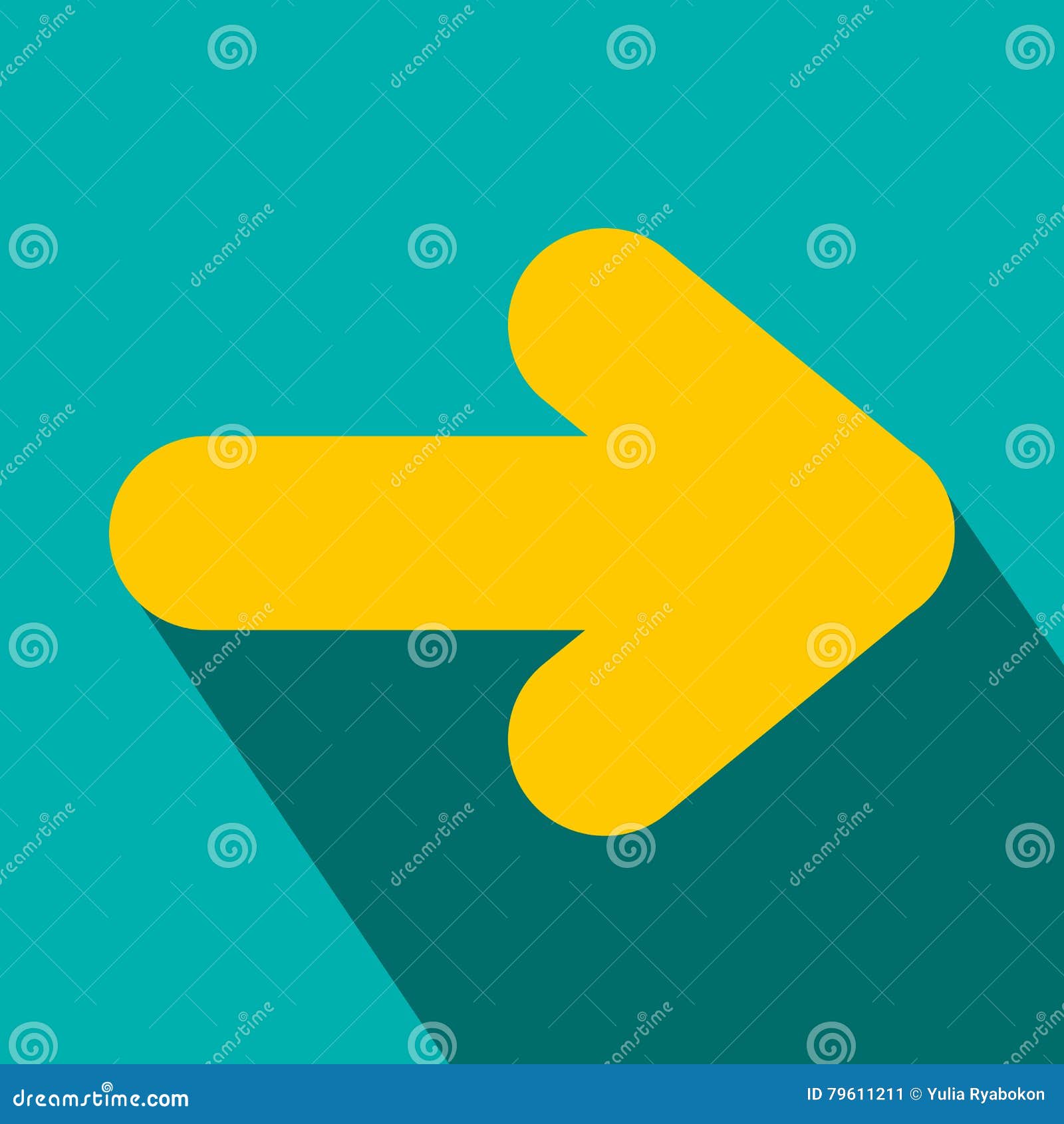 Yellow Right Arrow Flat Icon Stock Vector - Illustration of flat ...
