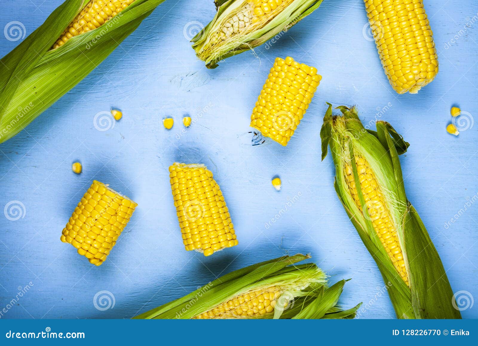 Yellow ripe corn, top view stock photo. Image of agriculture - 128226770