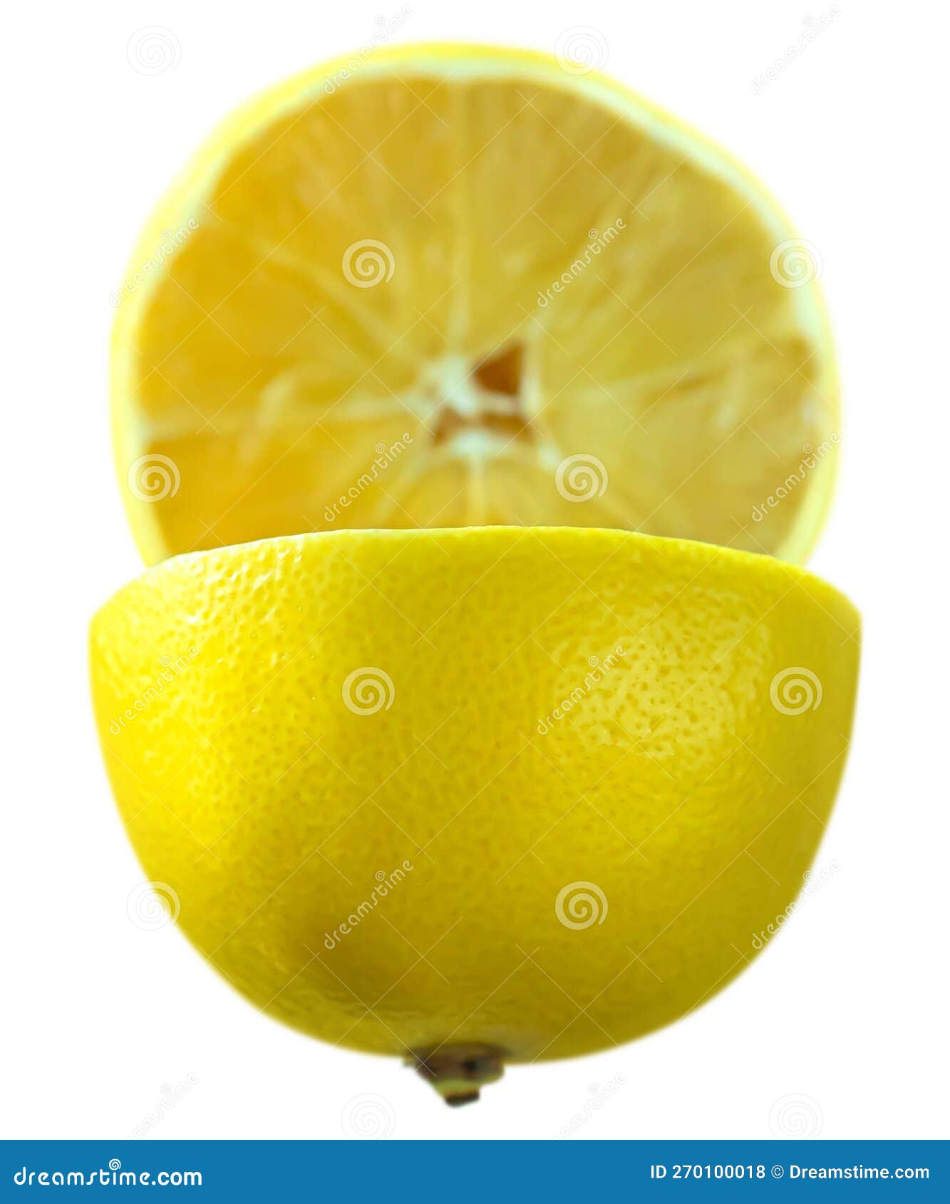 Yellow Ripe Lemon Cut in Half, Close-up on a White Background. Isolate ...