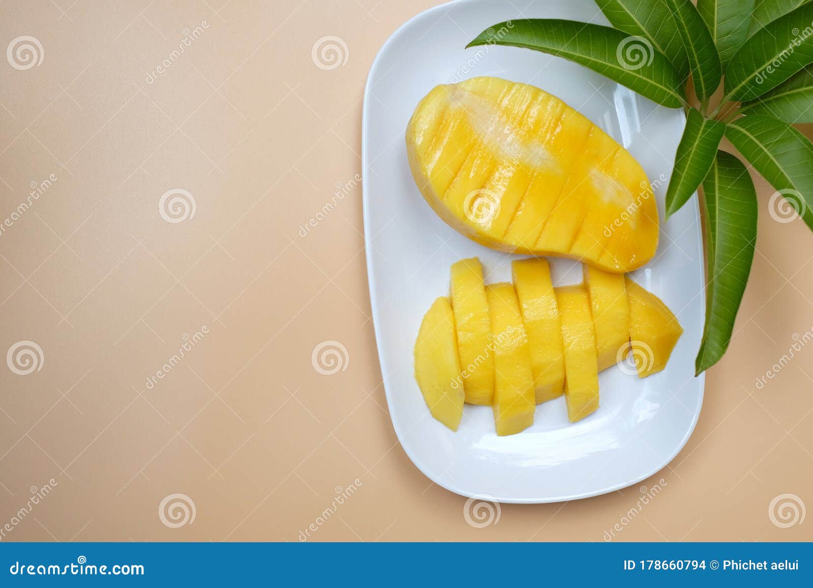 Yellow Ripe Mangoes, Cut into Pieces in a White Dish. Stock Photo ...