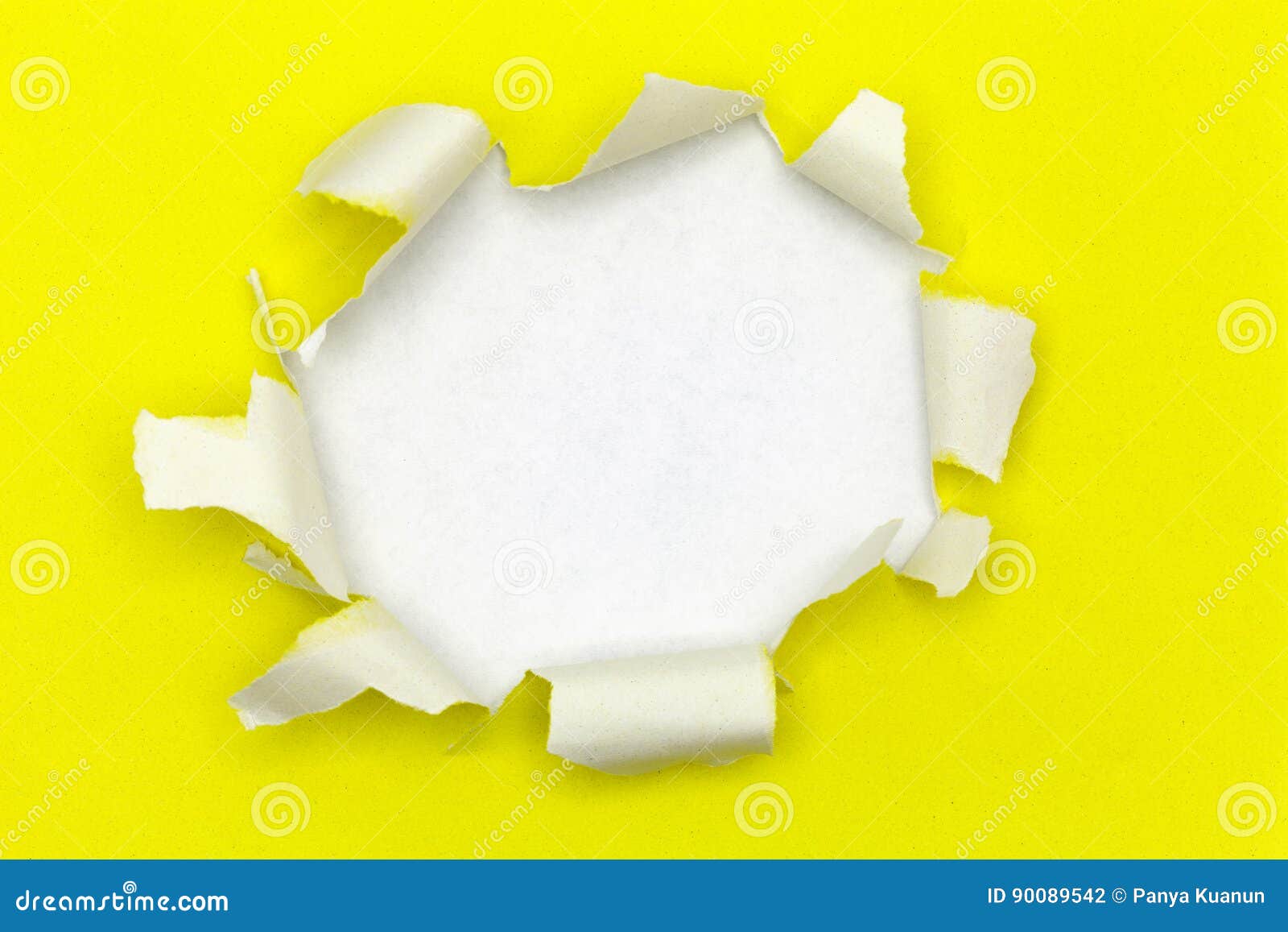 Yellow Ripped Open Paper On White Paper Background. Royalty-Free Stock ...