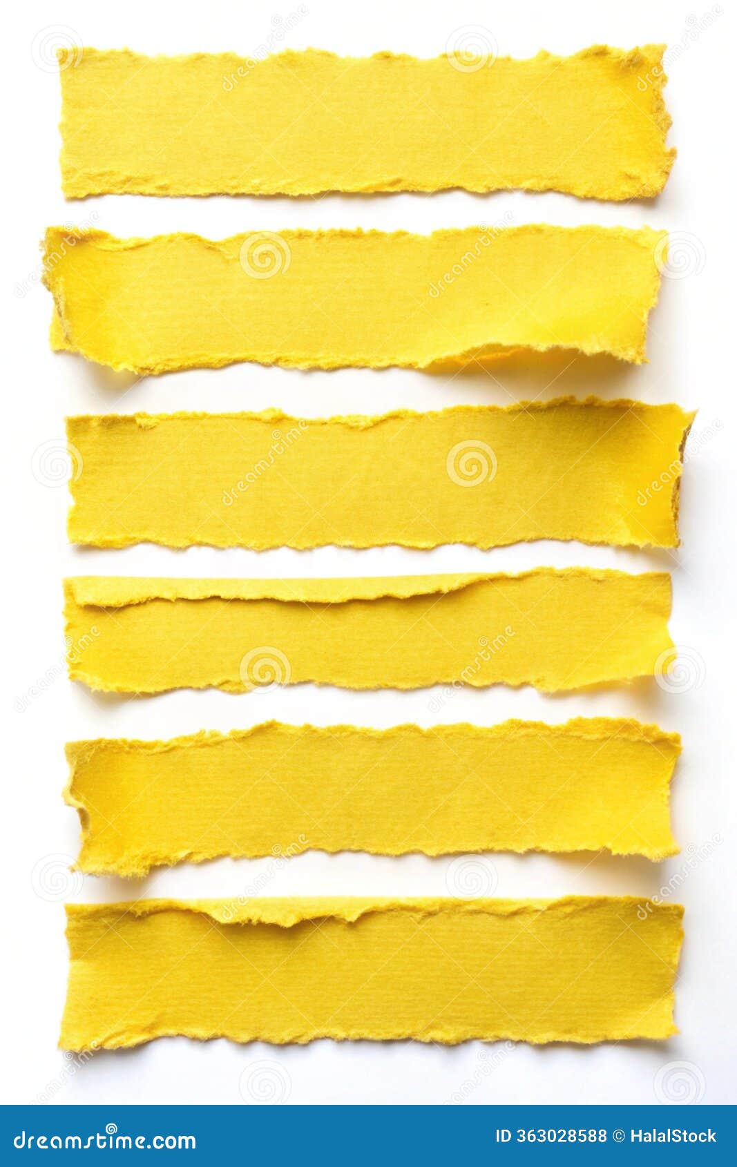 Yellow Ripped Paper Strips on White Background Stock Illustration ...