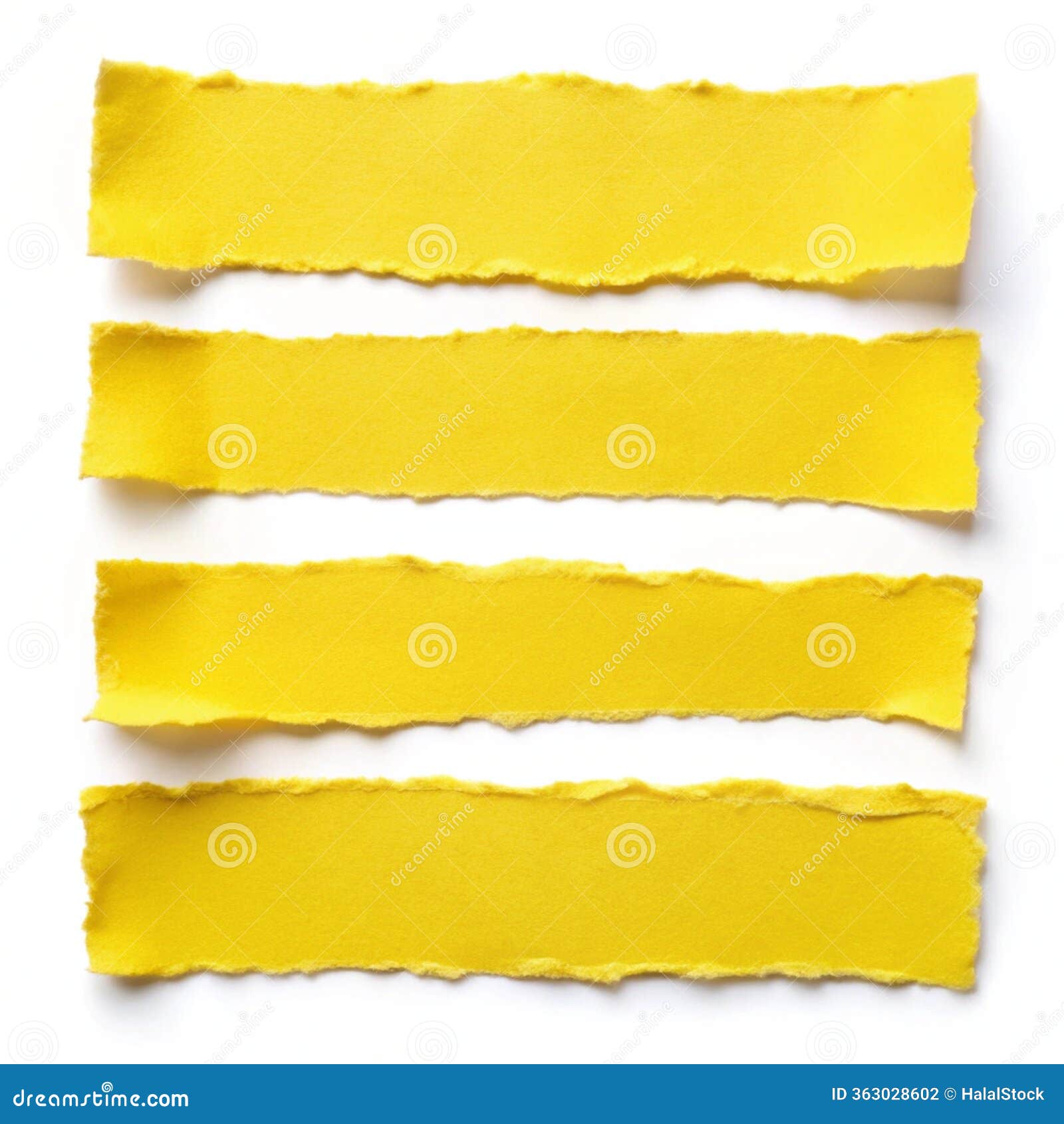 Yellow Ripped Paper Strips on White Background Stock Illustration ...