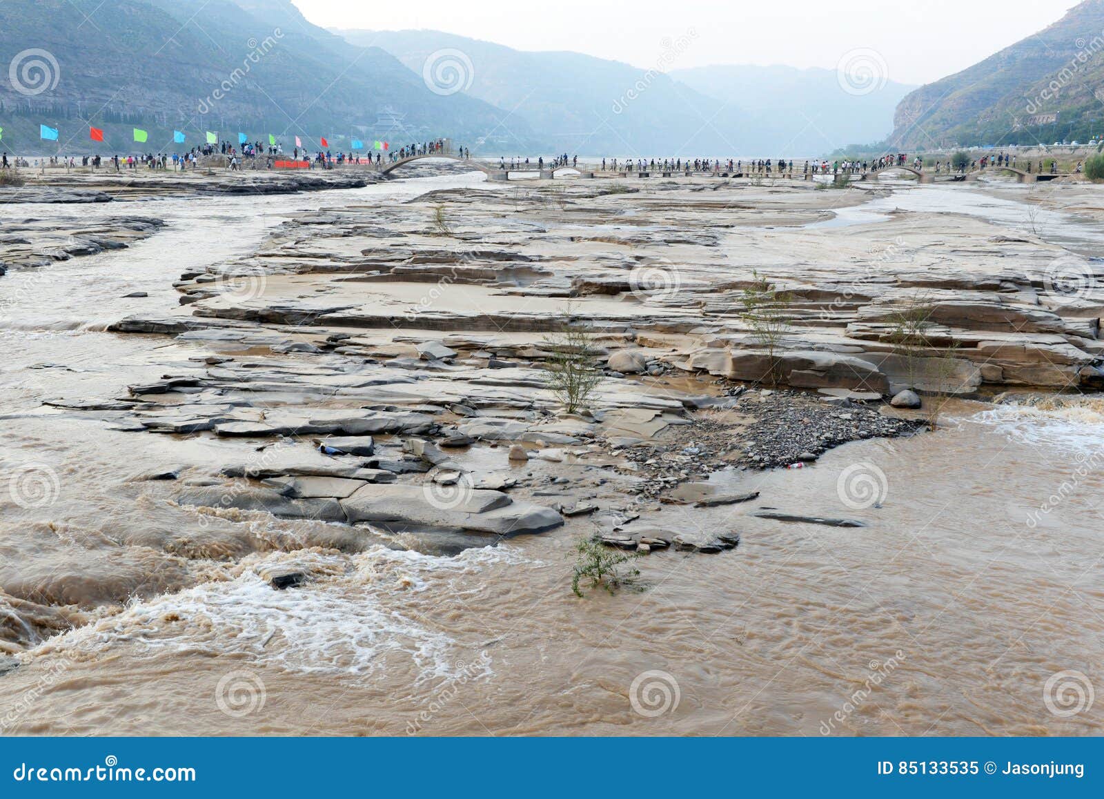 Yellow river of china stock image. Image of duck, forest - 85133535