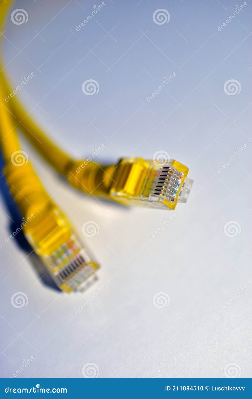 Yellow RJ-45 or Ethernet Internet Cable on White Background Stock Photo ...