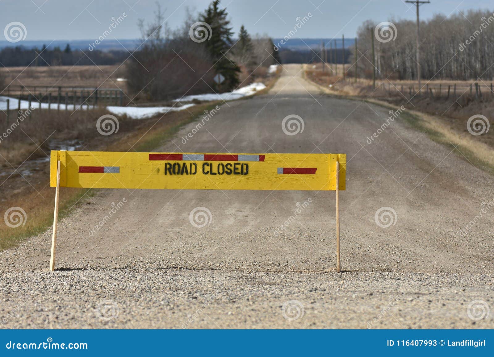 Yellow Road Closed Sign stock image. Image of message - 116407993