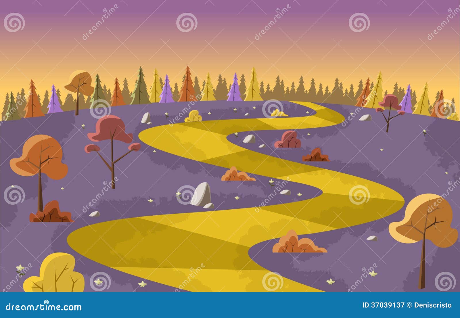 Yellow Road stock vector. Illustration of hill, clouds - 37039137
