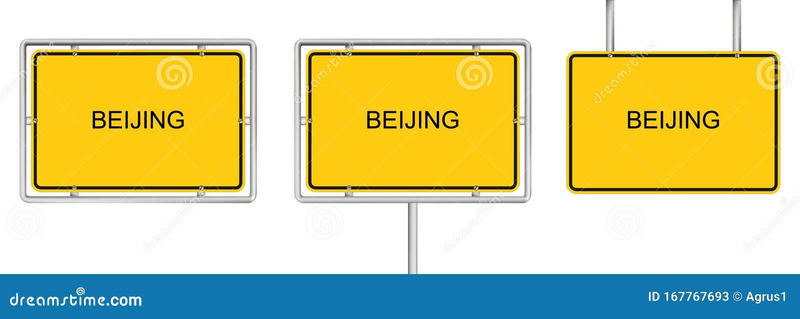 Yellow Road Signs with BEIJING on White Background Stock Vector ...