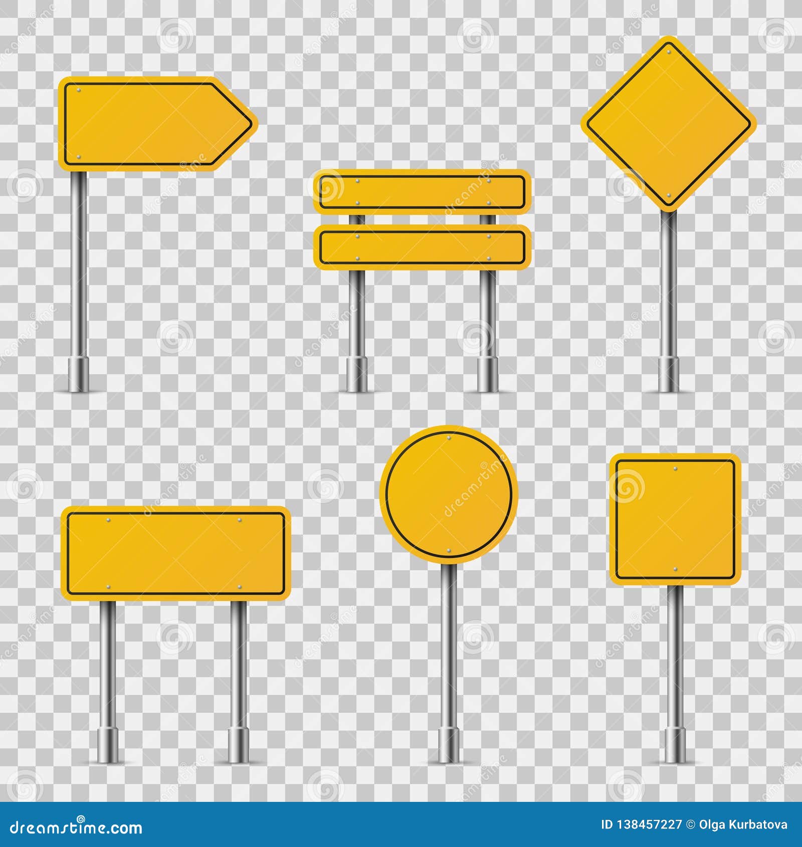 Yellow Road Signs. Blank Traffic Road Empty Warning Caution Attention ... Yellow Road Signs. Blank Traffic Road Empty Warning Caution Attention ...