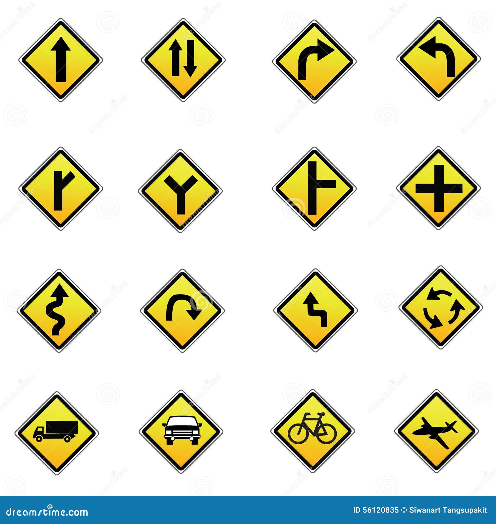 Yellow Road Signs, Traffic Signs Vector Set On White Background ...