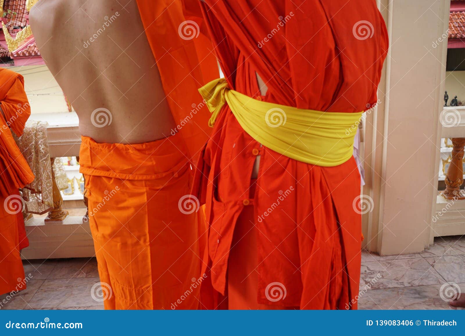 Yellow Robe of Buddhist Monks, Thai Stock Photo - Image of puja, asia ...