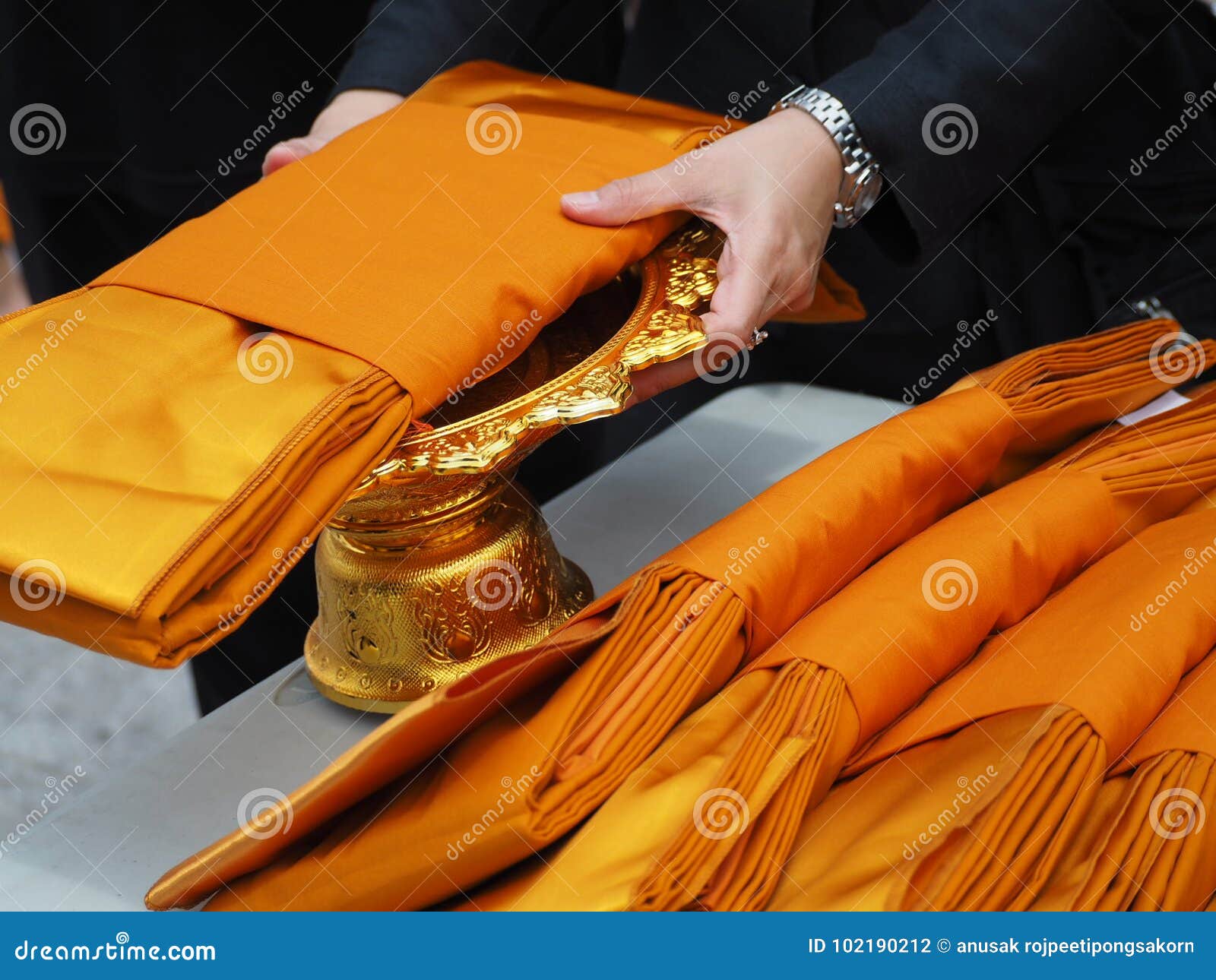 Yellow Robe for Buddhist Monk Stock Photo - Image of alms, travel ...