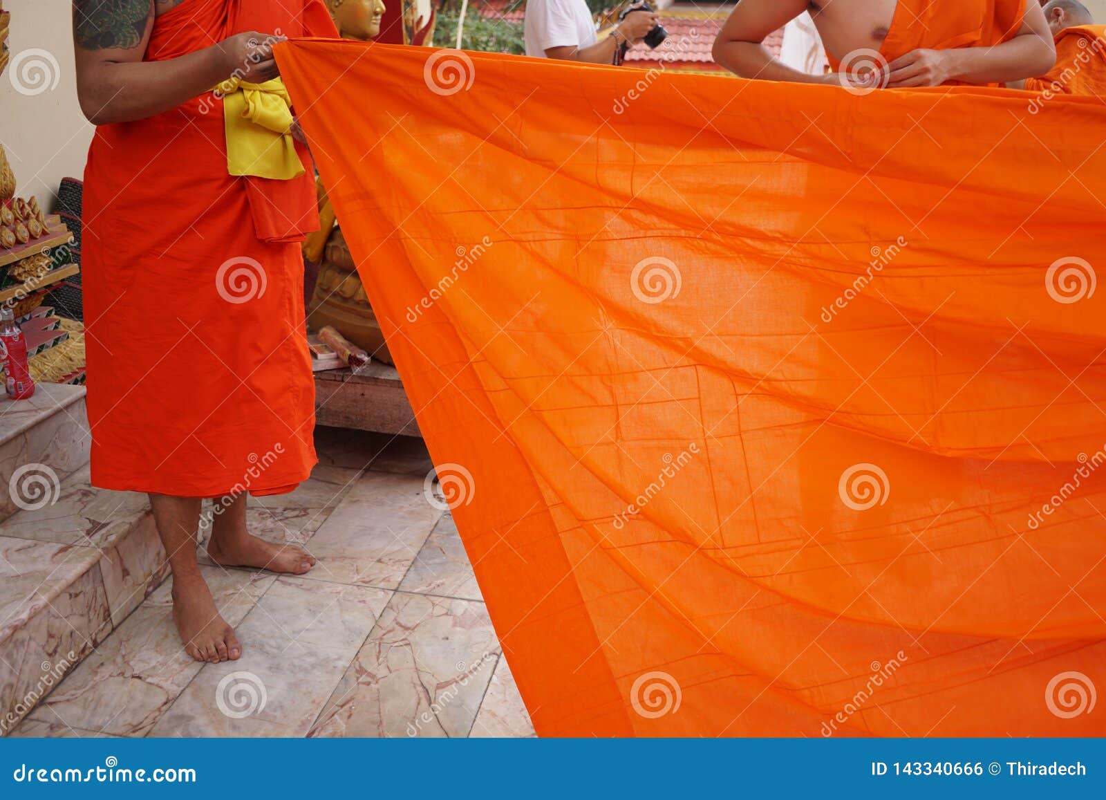 Yellow Robe of Buddhist Monks, Thai Stock Photo - Image of culture ...