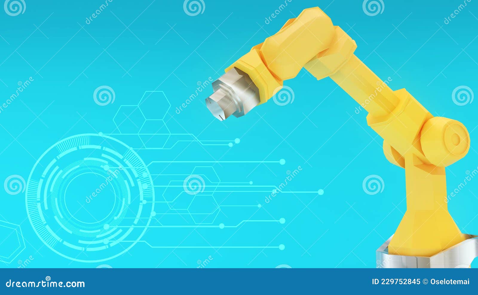 Yellow Robot Arm On A Blue Background,Robot Arm Technology In Various ...