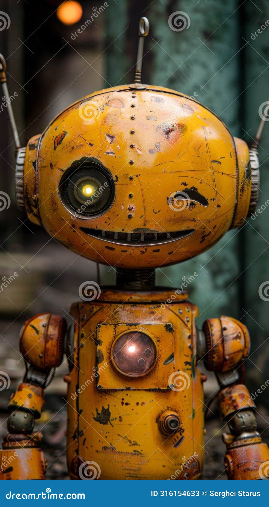 A Yellow Robot with a Big Smile on Its Face, AI Stock Illustration ...
