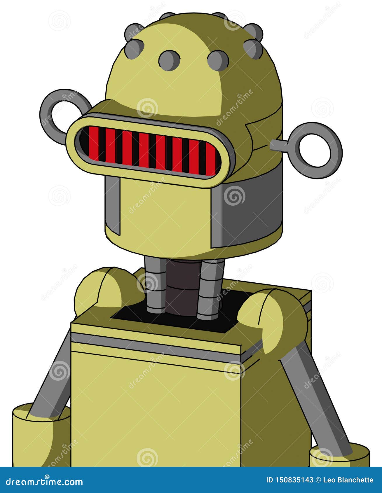 Yellow Robot With Jiggly Arms Thinking Cartoon Vector | CartoonDealer ...