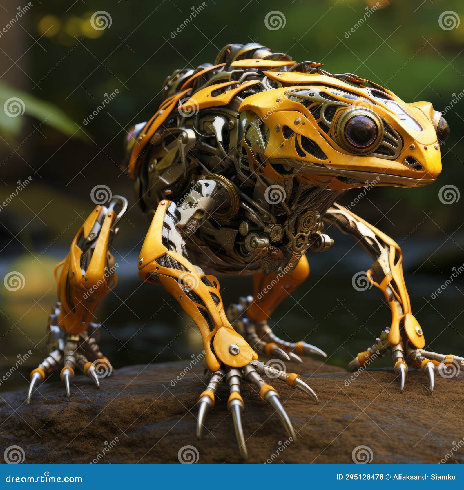 A Yellow Robot Frog on Rock Stock Illustration - Illustration of wild ...