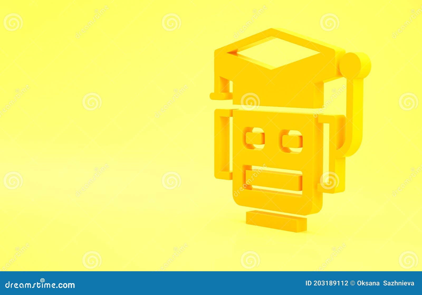 Yellow Robot Icon Isolated on Yellow Background. Artificial ...