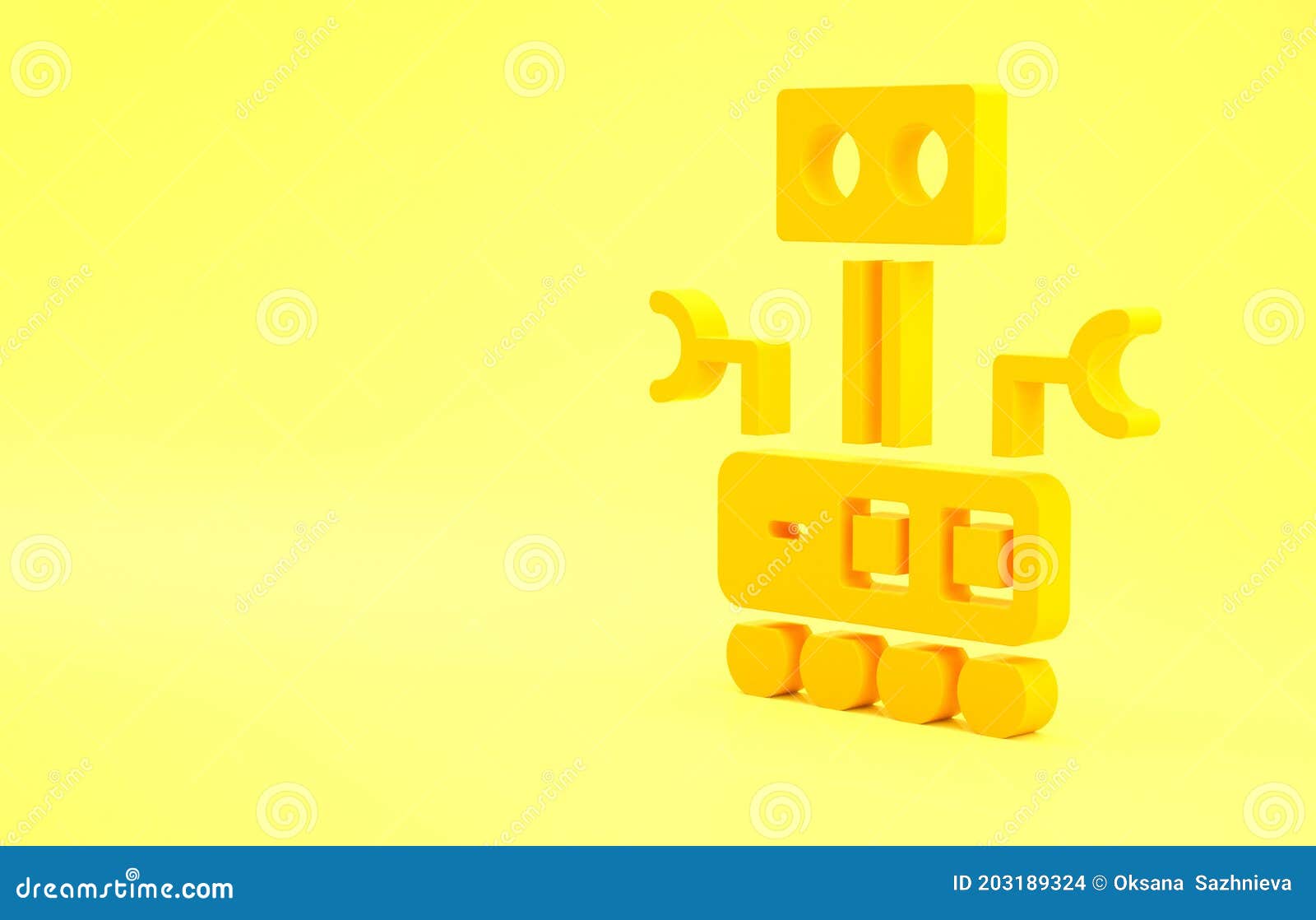 Yellow Robot Icon Isolated on Yellow Background. Artificial ...