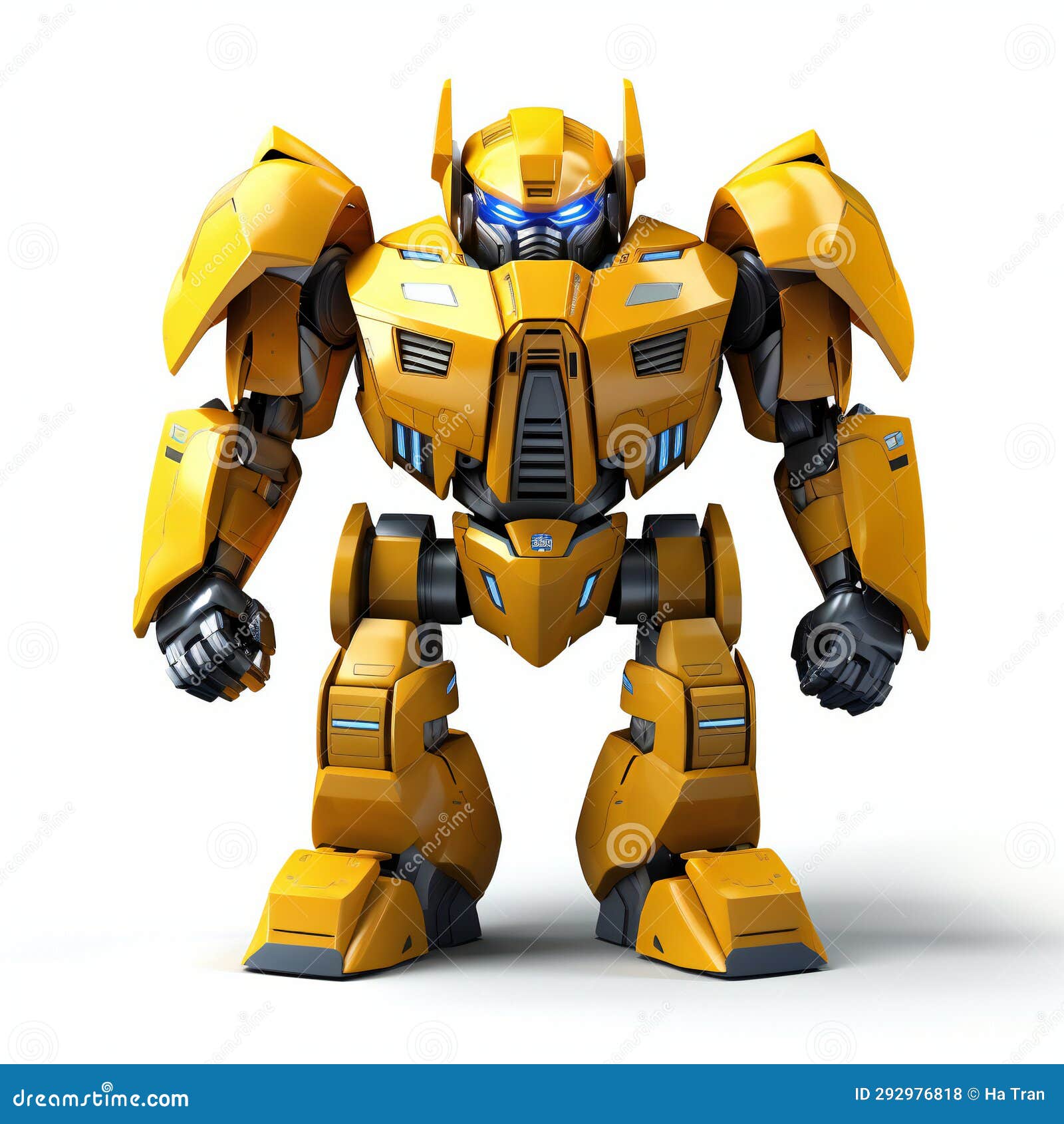 Yellow Robot Isolated on White Background with Shadow Stock ...