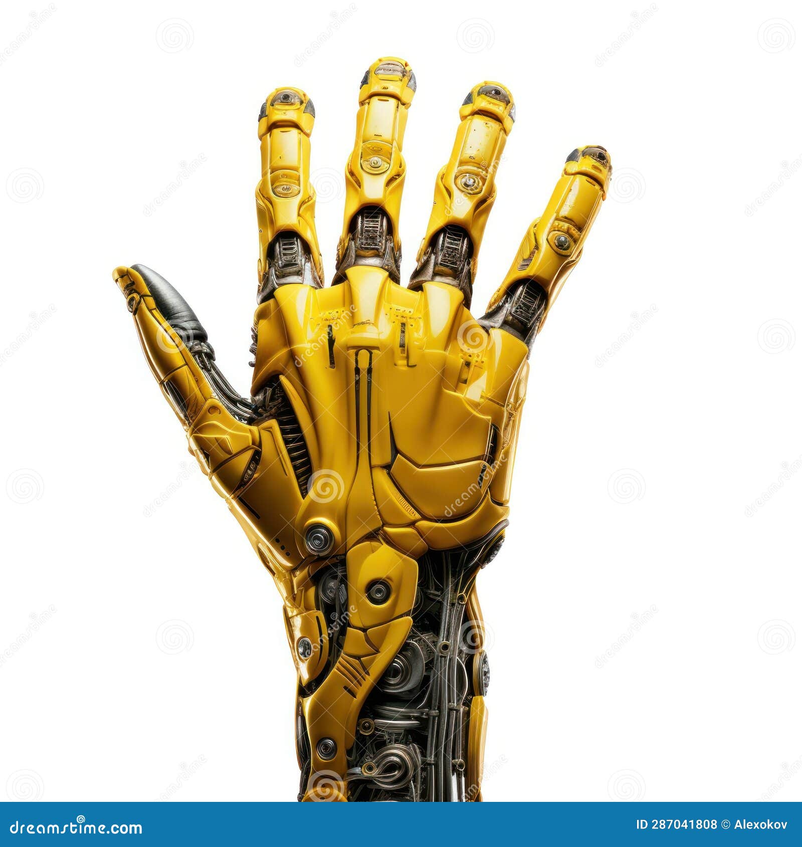 Yellow Robotic Hand with Spread Fingers AI Generated Stock Illustration ...