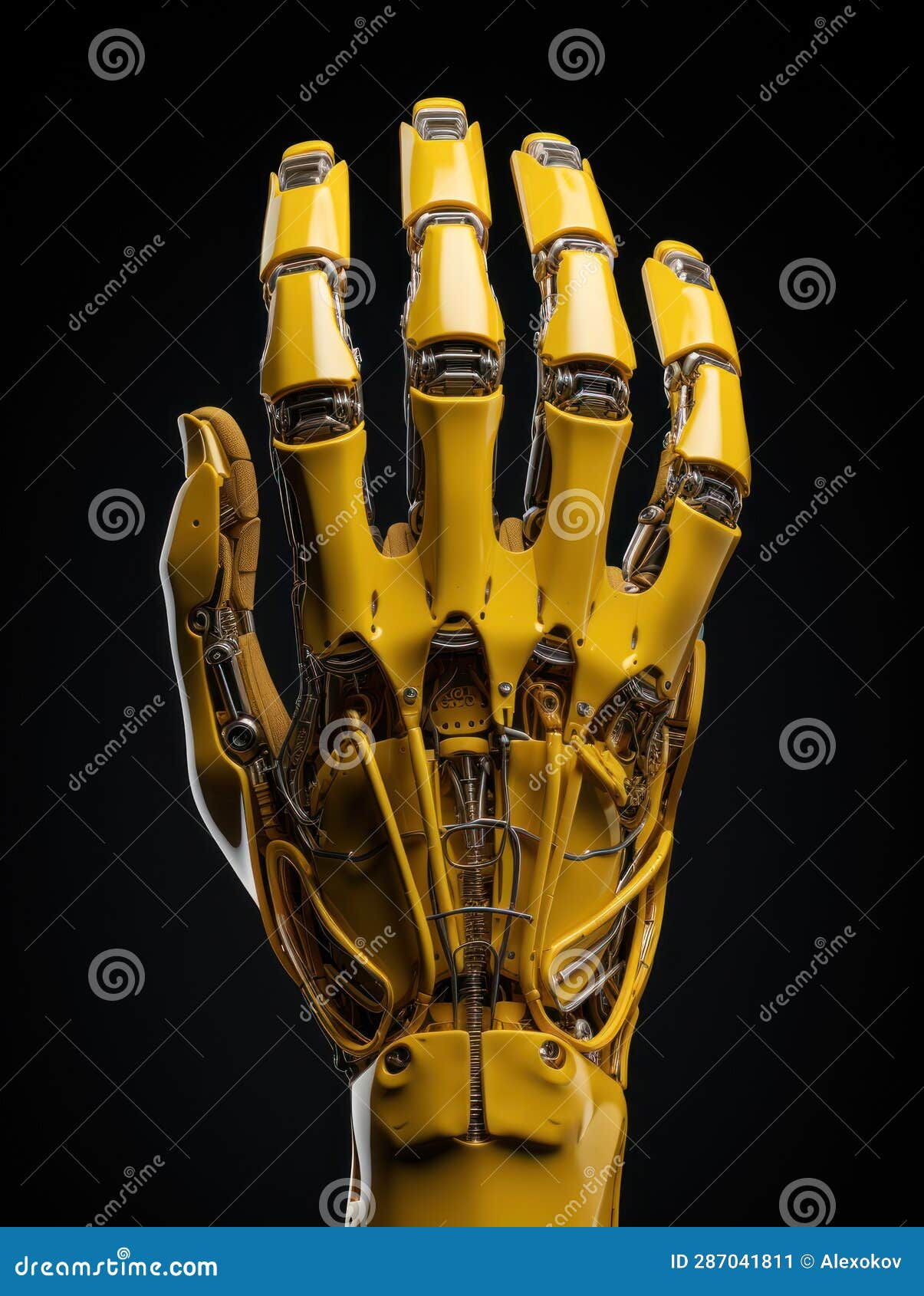 Yellow Robotic Hand with Spread Fingers AI Generated Stock Illustration ...