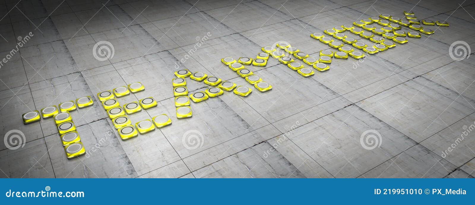 Yellow Robots Forming Teamwork Word Shape Stock Illustration ...