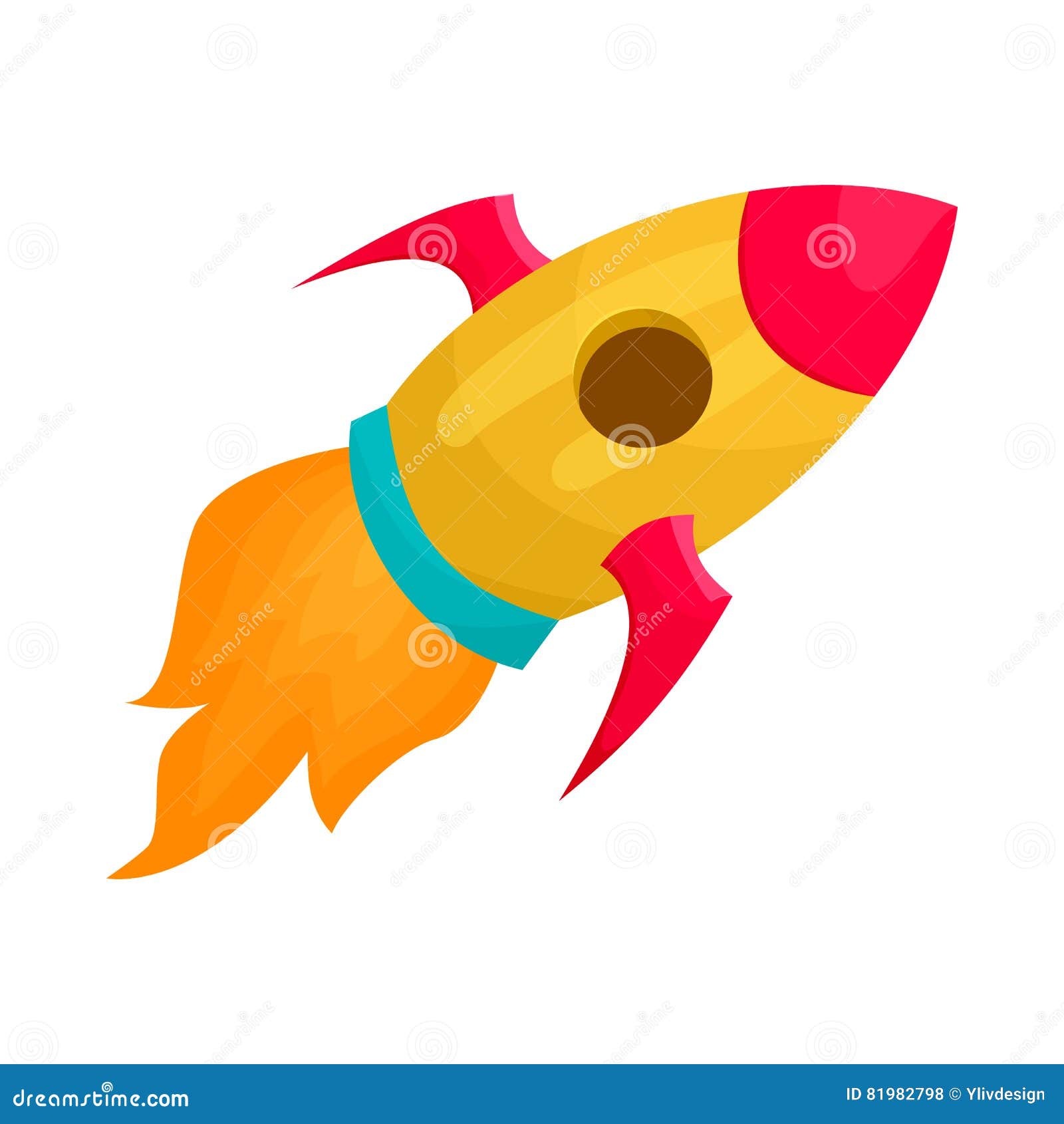 Yellow Rocket Icon in Cartoon Style Stock Vector - Illustration of ...