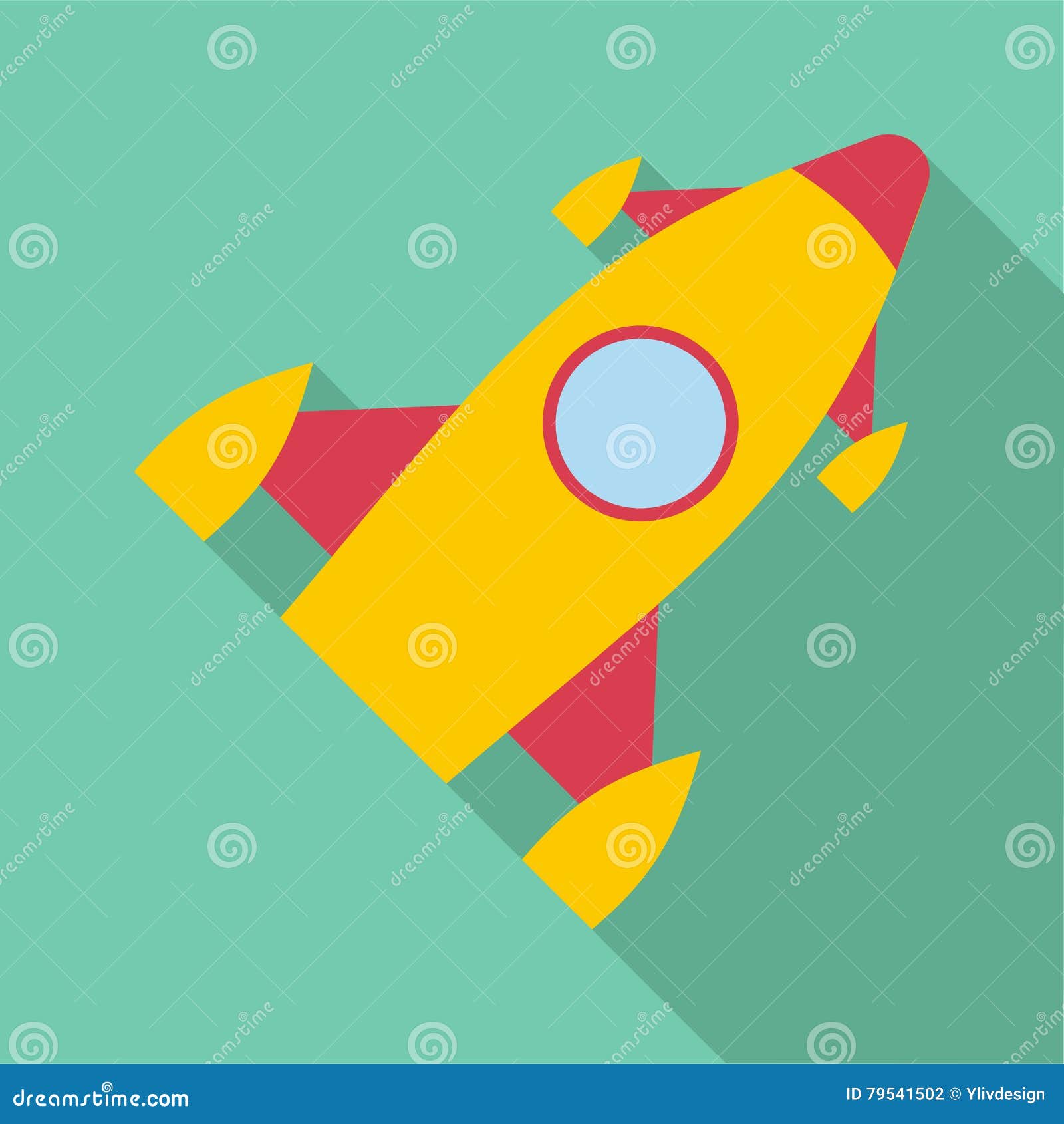 Yellow Rocket Icon, Flat Style Stock Vector - Illustration of shadow ...