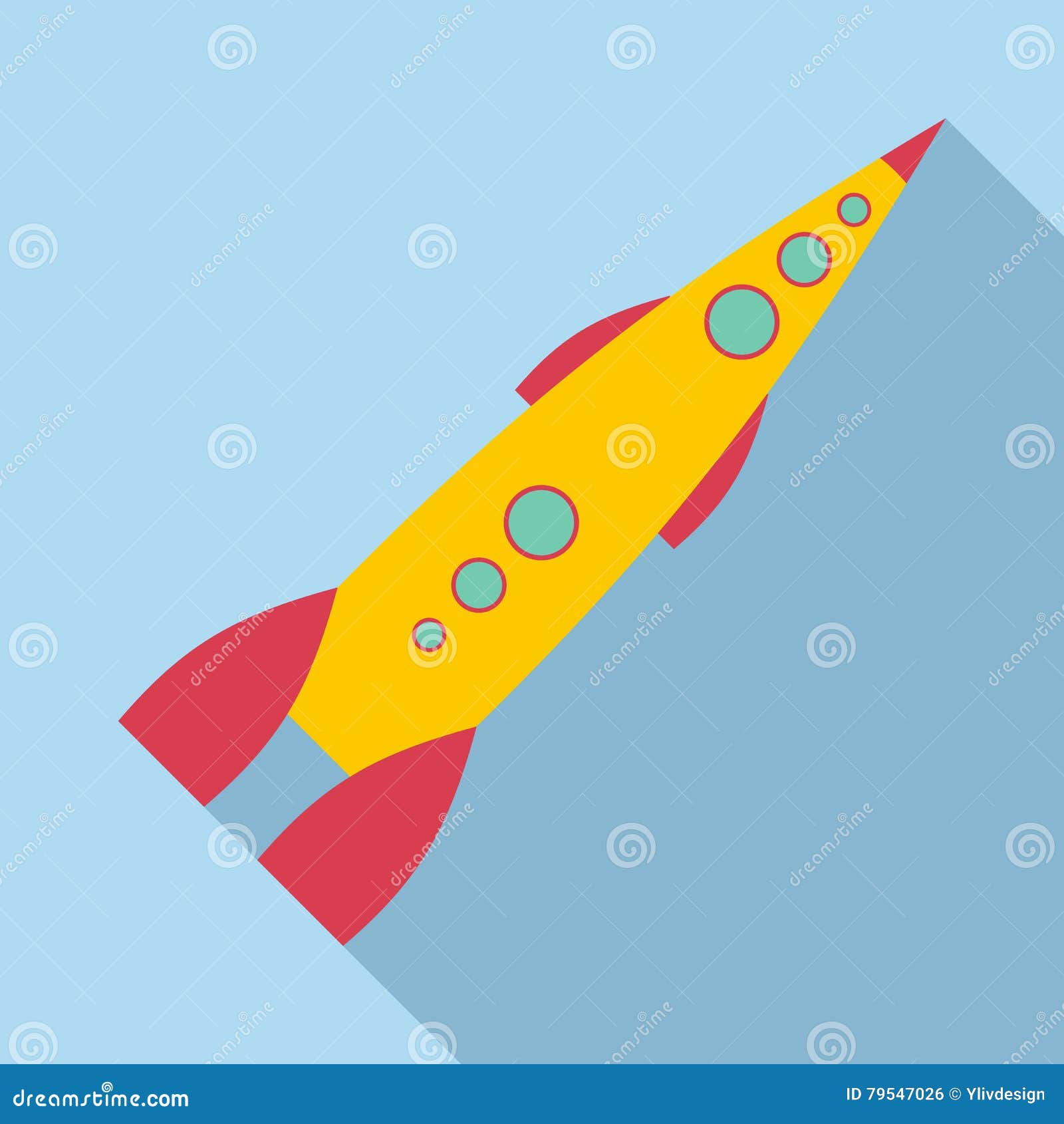 Yellow Rocket Icon, Flat Style Stock Vector - Illustration of flat ...