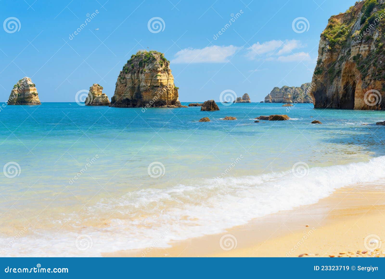 Yellow rocks in Lagos stock image. Image of algarve, blue - 23323719