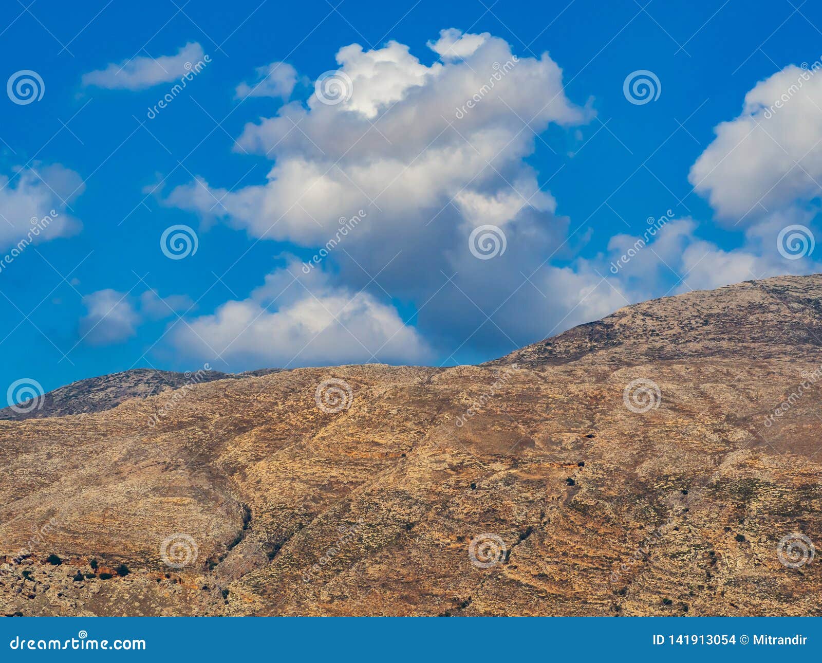 Yellow Rocky Hills and Blue Sky Above Stock Photo - Image of limestone ...