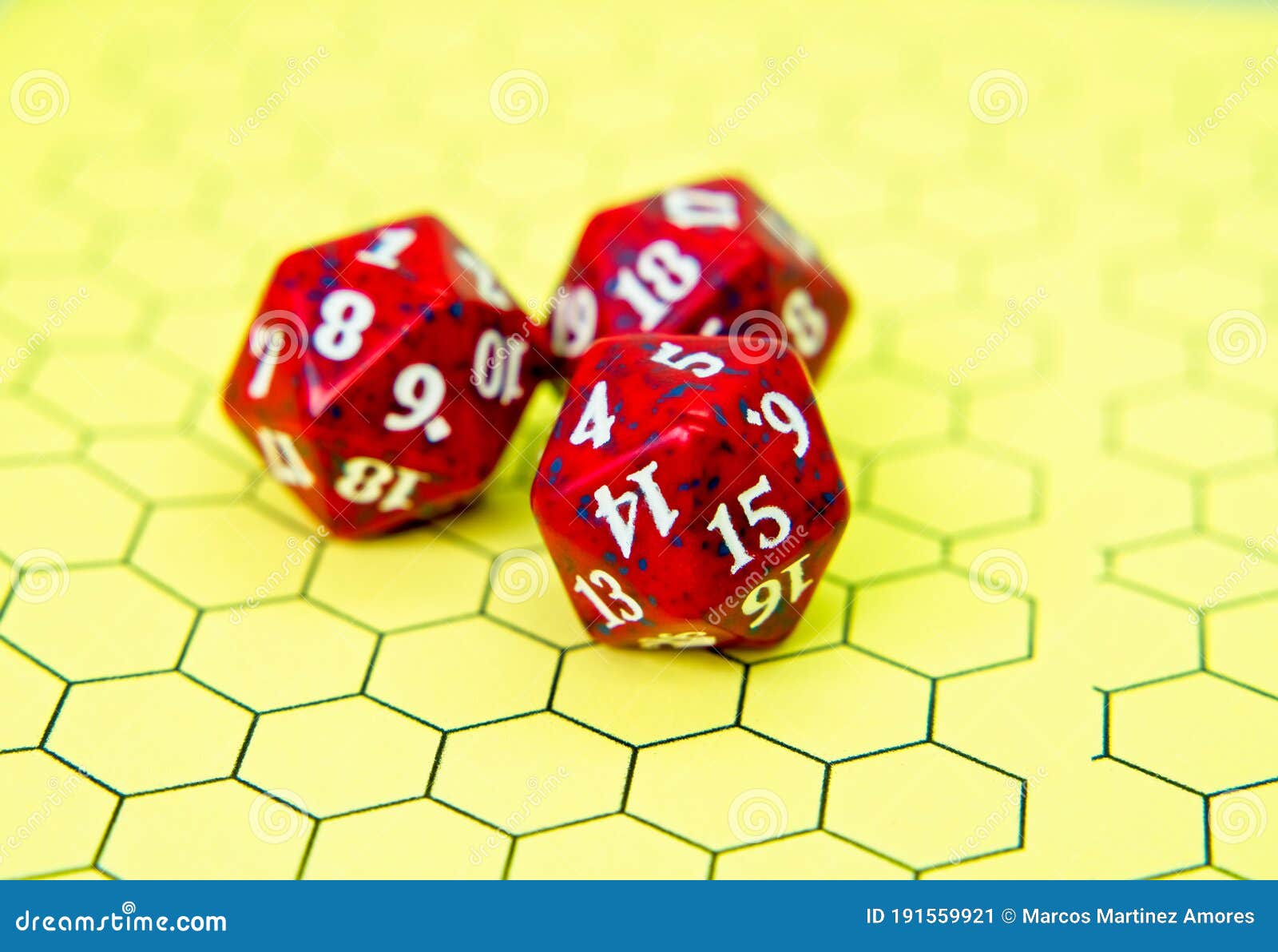 Yellow Role-playing Board with Three Red Dice Stock Image - Image of ...