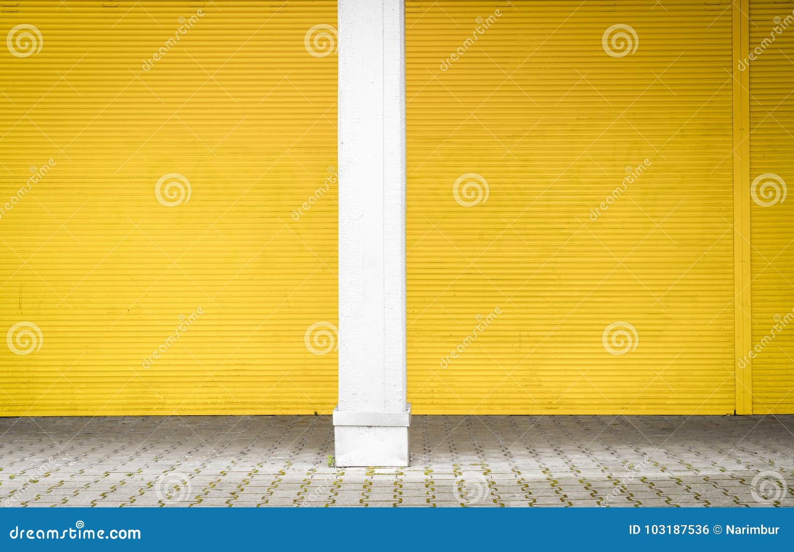 Yellow Roller Shutter and Pavement Stock Photo - Image of dirty, office ...