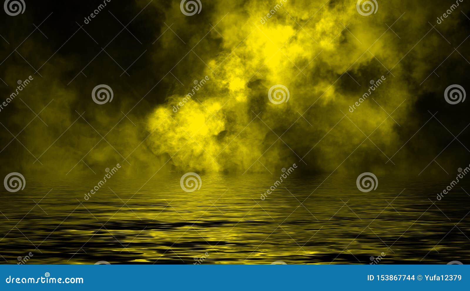 Yellow Rolling Billows of Smoke Mist Clouds from Ice Across the Bottom ...