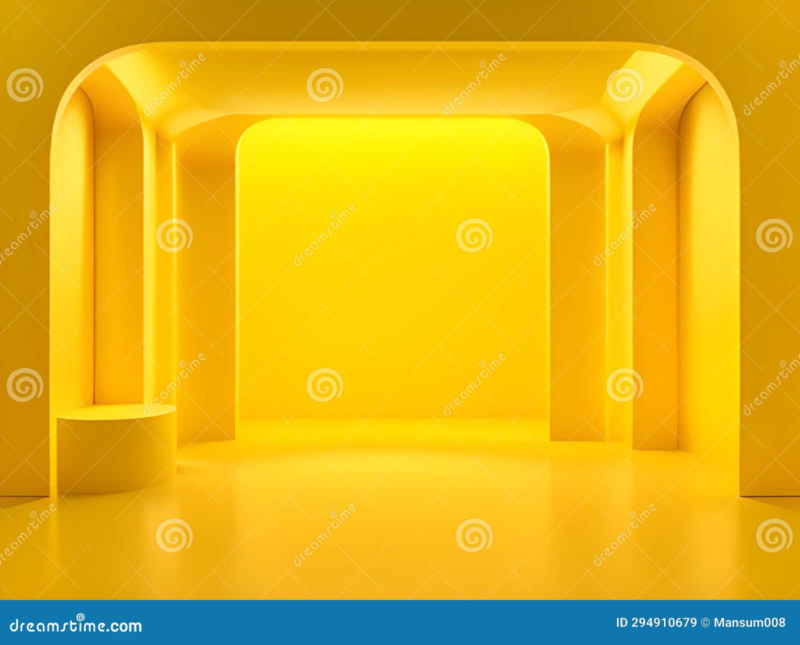 Yellow Room Interior Background, Empty Space, 3d Render Illustration ...