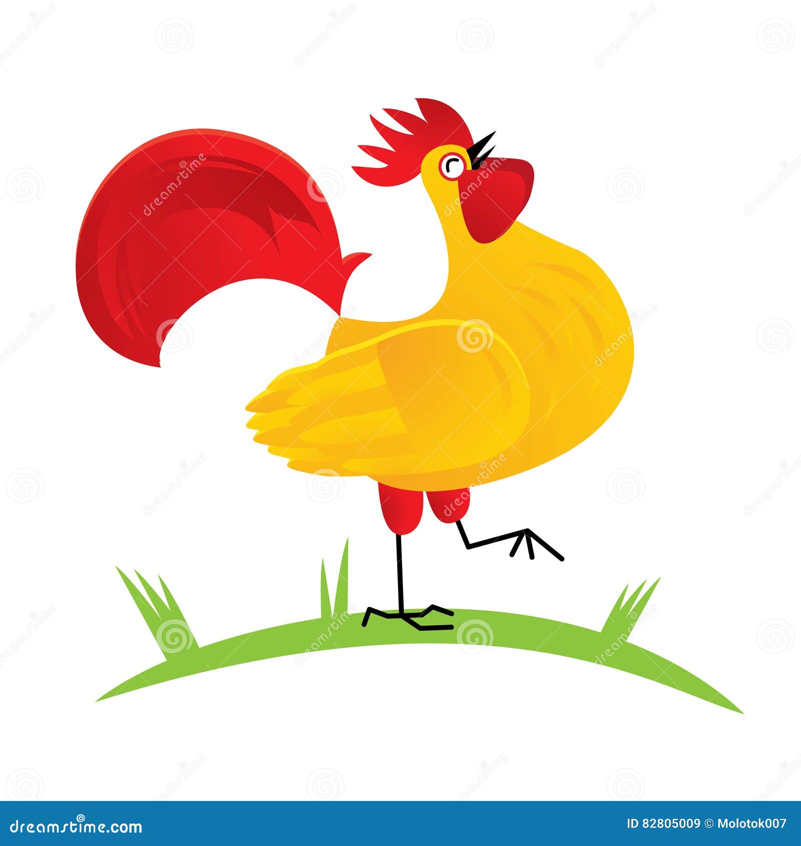 Yellow Rooster. stock vector. Illustration of crowing - 82805009