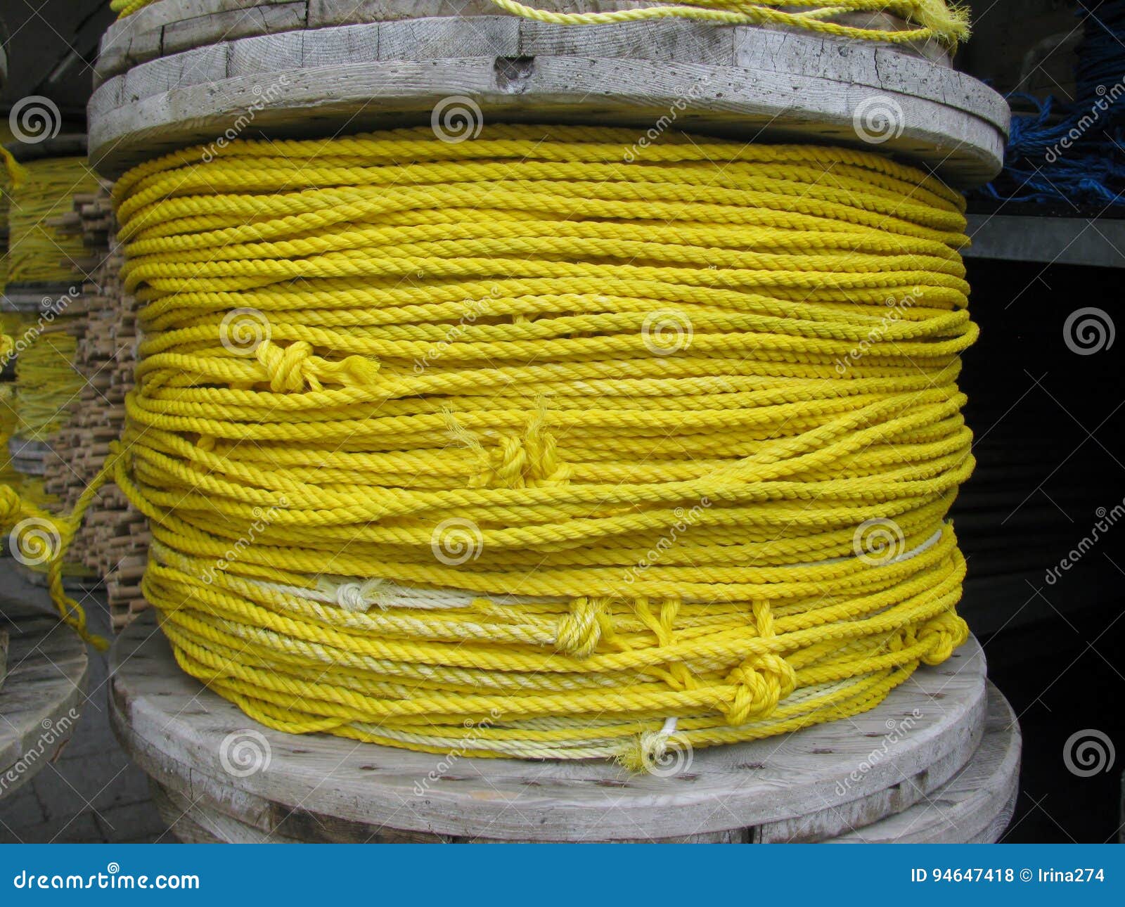 Yellow rope spool stock photo. Image of bright, nylon - 94647418