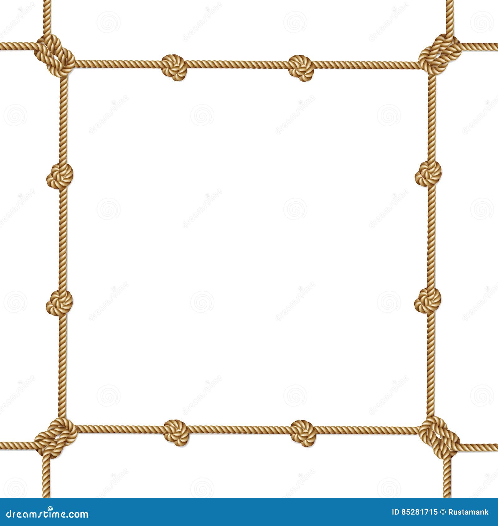 Yellow Rope Woven Vector Border with Rope Knots Stock Vector ...