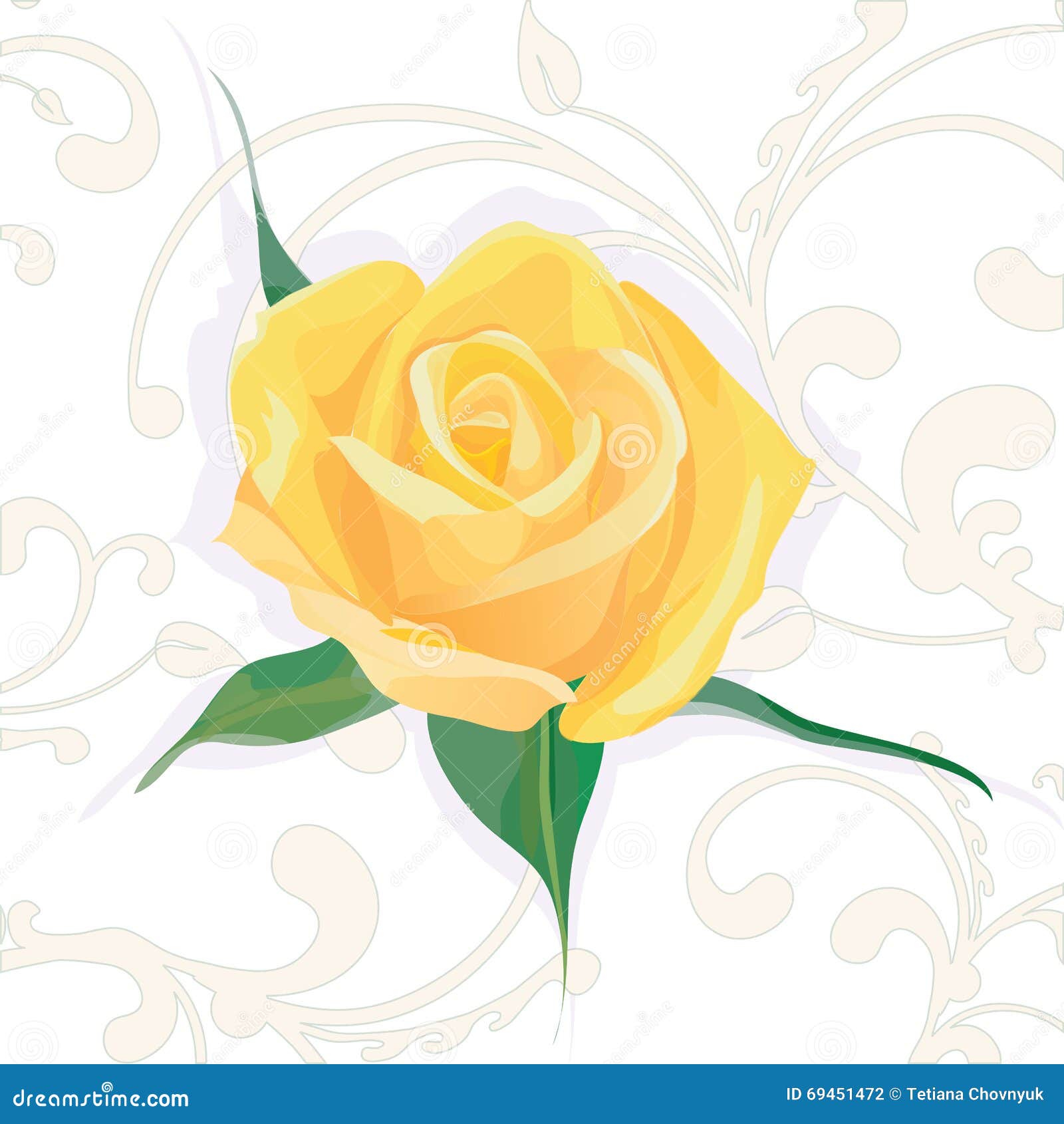 Yellow rose stock vector. Illustration of background - 69451472