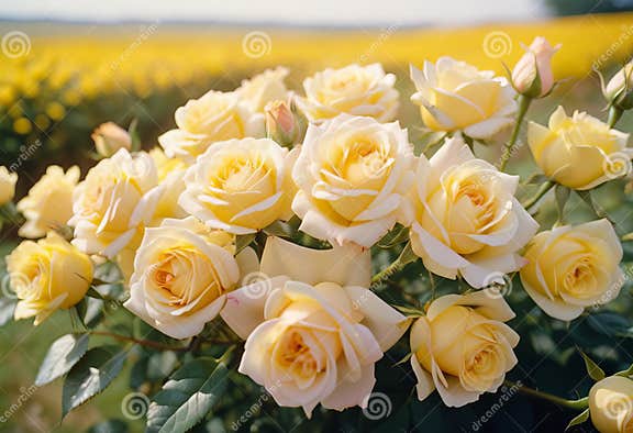 Yellow Roses Background. Bunch of Pastel Yellow Roses, Yellow ...