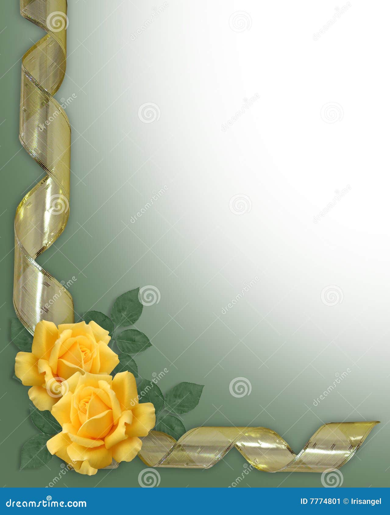 Yellow Roses Border Gold Ribbons Stock Illustration - Illustration of ...