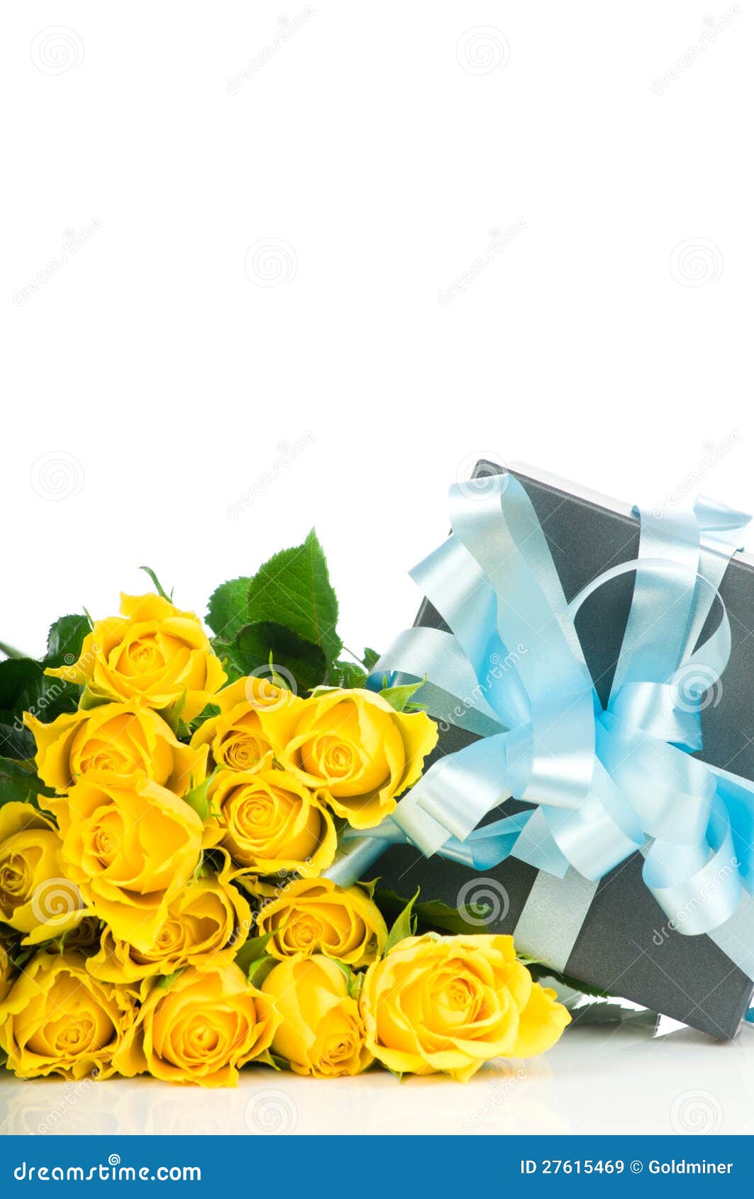 Yellow roses with gift box stock image. Image of fresh - 27615469