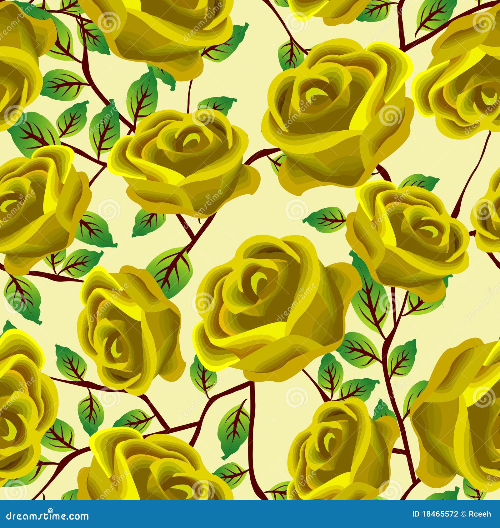 Yellow roses pattern stock vector. Illustration of rose - 18465572