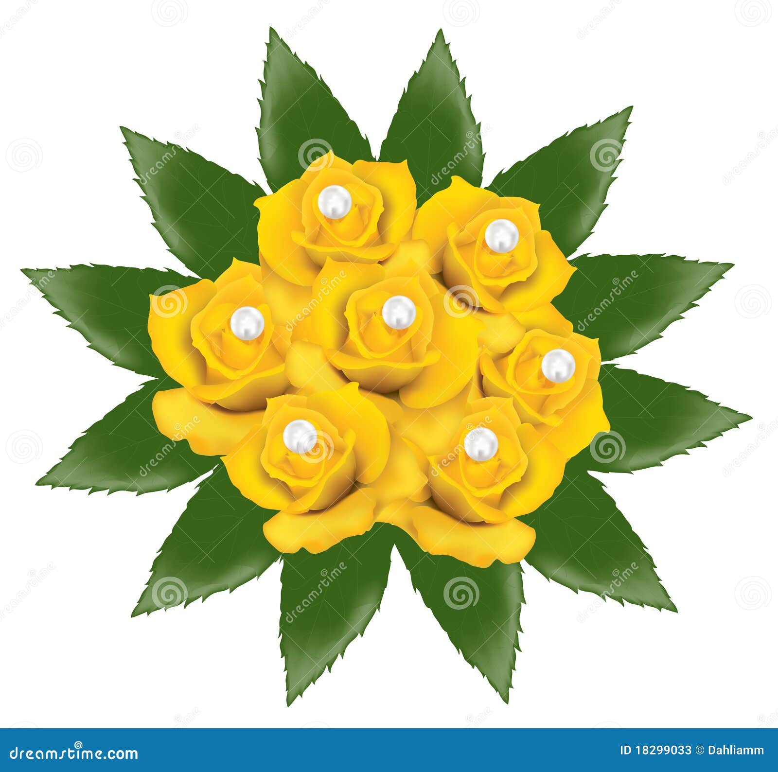 Yellow roses with pearls stock vector. Illustration of leaf - 18299033