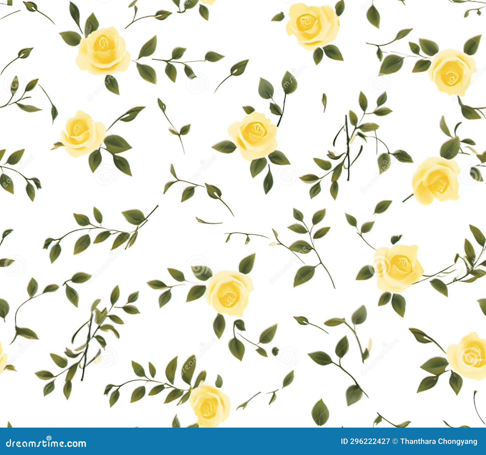 Yellow Roses on White Background Seamless Pattern, Generative AI Stock ...